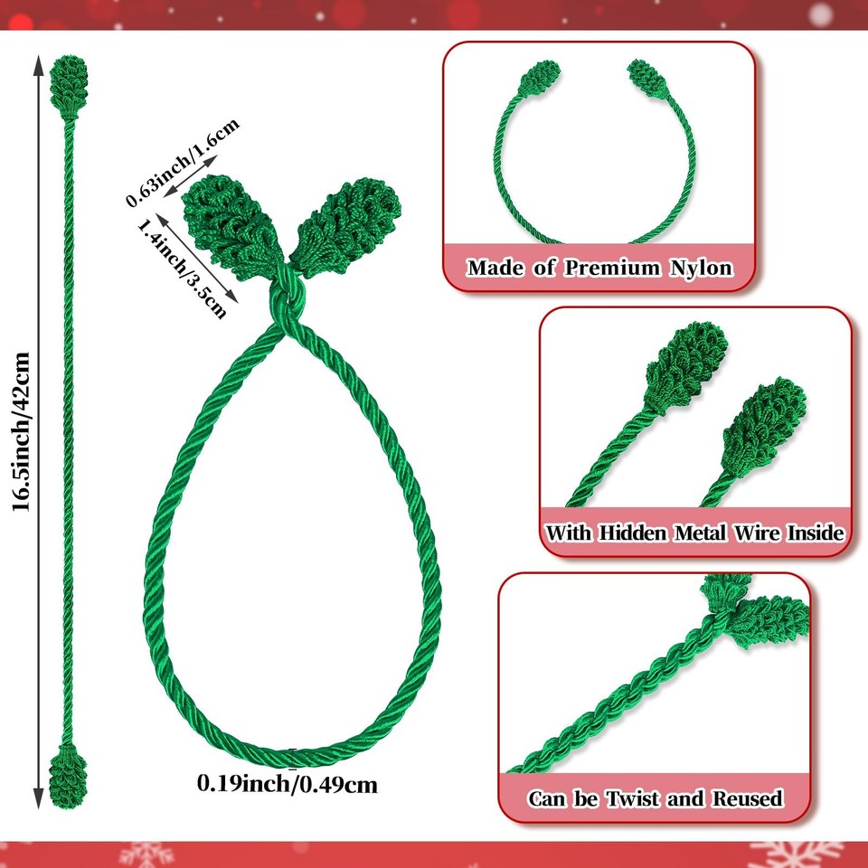 Christmas Garland Ties,14pcs Reusable Christmas Twist Ties for Banister ...