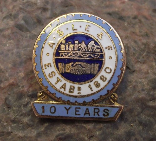 Antique ASLEF Train Drivers Engineers Trade Union Member 10 Years Pin ...