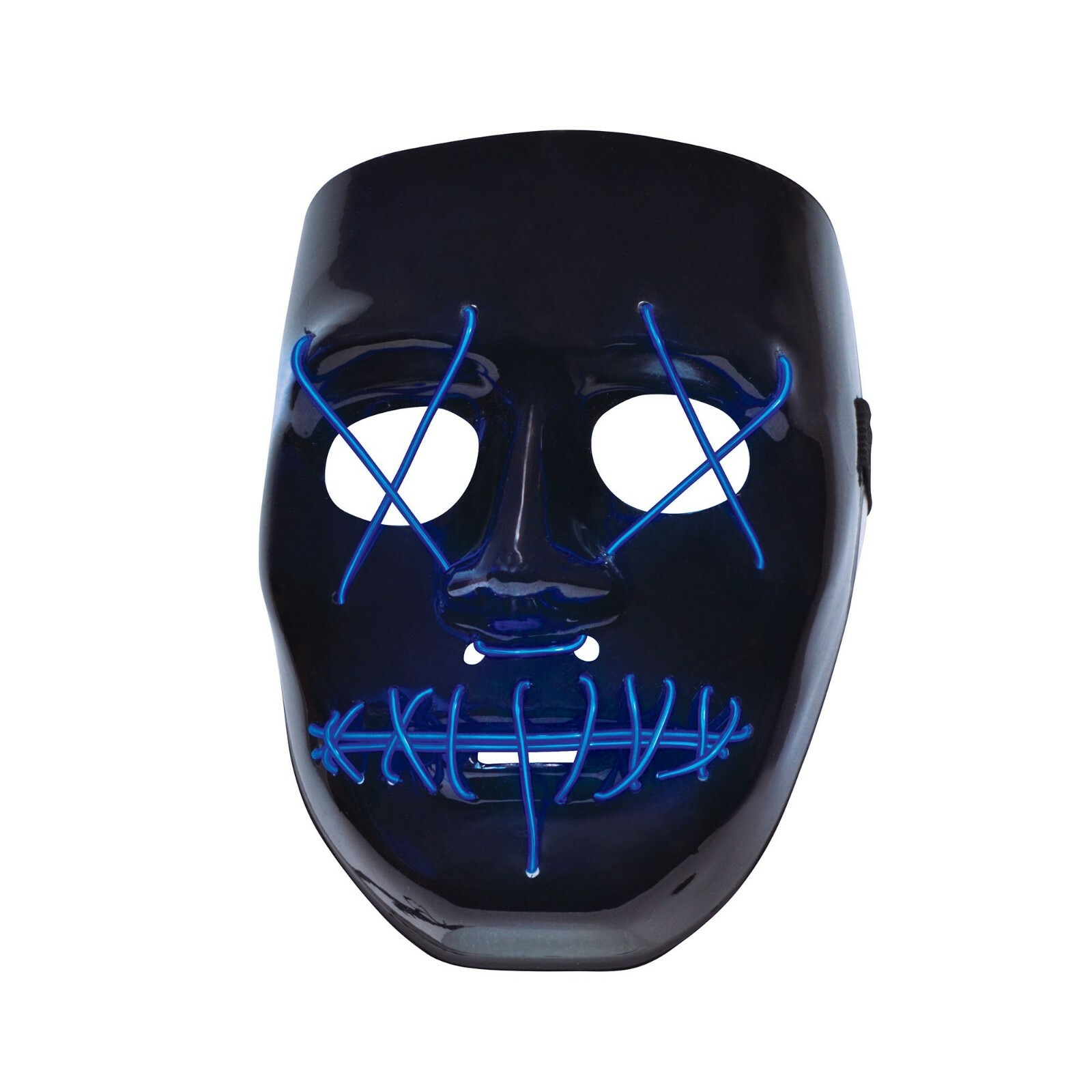 Black Halloween Light Up Anarchy Stictched Face Fancy Dress Mask ...
