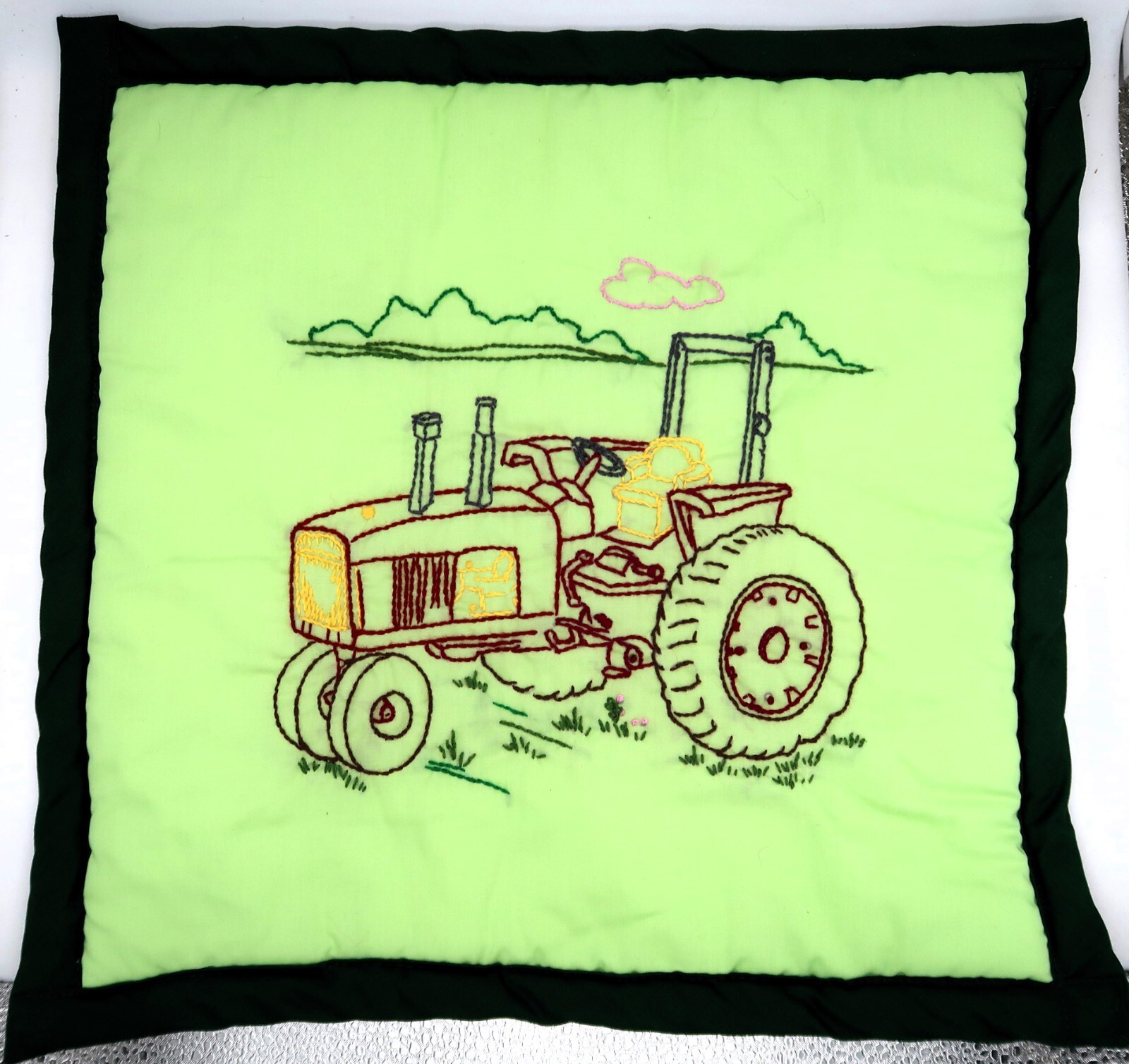 Vtg Hand Sewn John Deere Tractor Cloth Trivet Oven Square Mitt Unusual ...