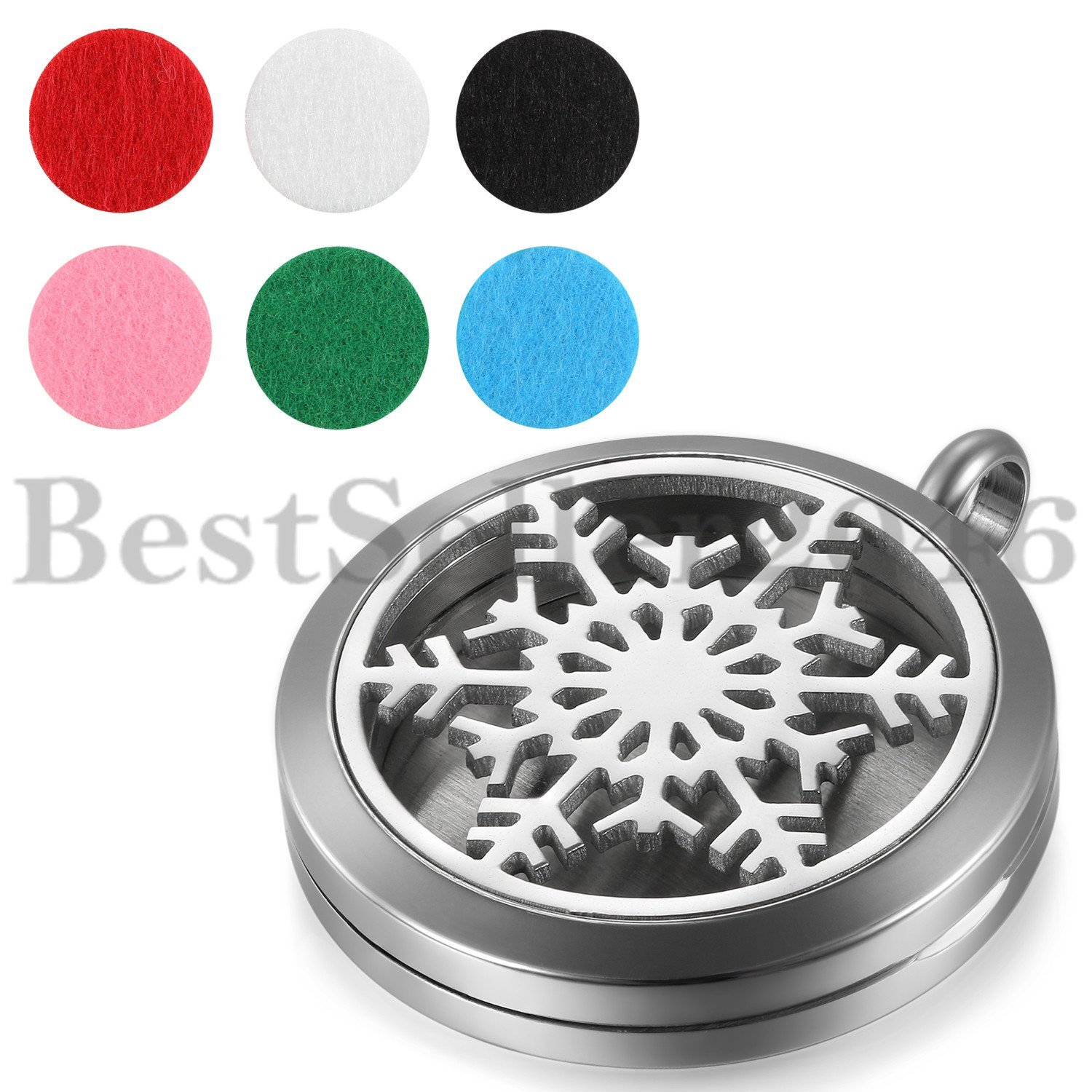Snowflake Essential Oil Diffuser Necklace Aromatherapy Locket Pendant w ...