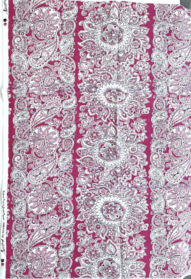 RARE OOP Jennifer Paganelli Kelly Paisley Stripe Fabric Pink 3/4 Yard ...