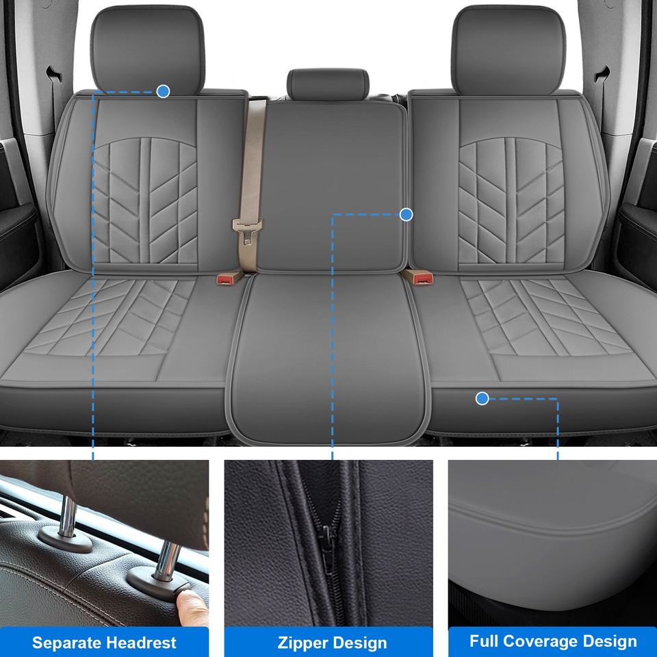 Car Seat Covers Custom Fit for Dodge for Ram 1500/2500/3500 Gray PU ...