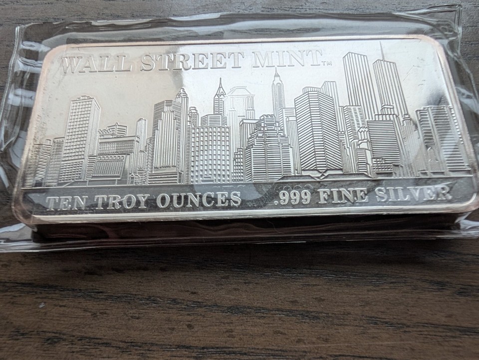 Wall Street Mint 10 Troy Ounces Silver Bar - Gem BU - Original Mint ...