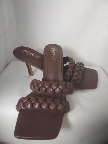 Mixx Shuz Monica Brown Double Braded Slip on Heel | eBay