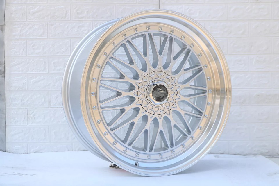 22" Wheels 22x9 22x10.5 5x112 / 5x114.3 RS Style Staggered Silver Rims ...