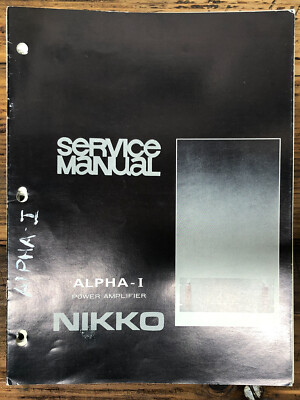 Nikko Alpha 1 Amplifier Service Manual *Original* | eBay