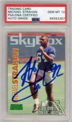 Michael Strahan 1993 Skybox Impact Autograph Rookie Card #398 PSA/DNA ...