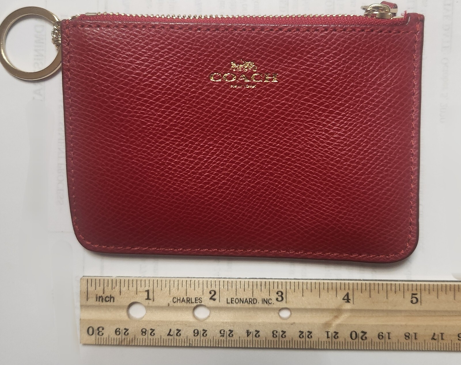 COACH Small Zip Coin Red Leather - Gem