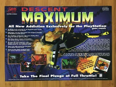 Descent Maximum PS1 Playstation 1 1997 Foldout Poster Official Vintage ...