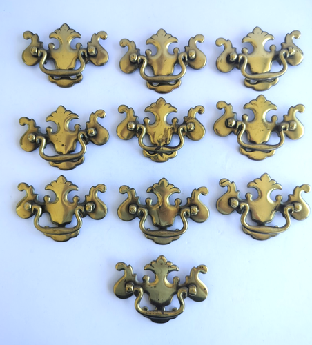Lot of 10 Batwing Bail Drawer Pull Brass Patina Chippendale Style 4" (B ...