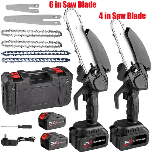 21V Electric Cordless Chain Saw Small Mini Handheld Chainsaw 2 Battery ...