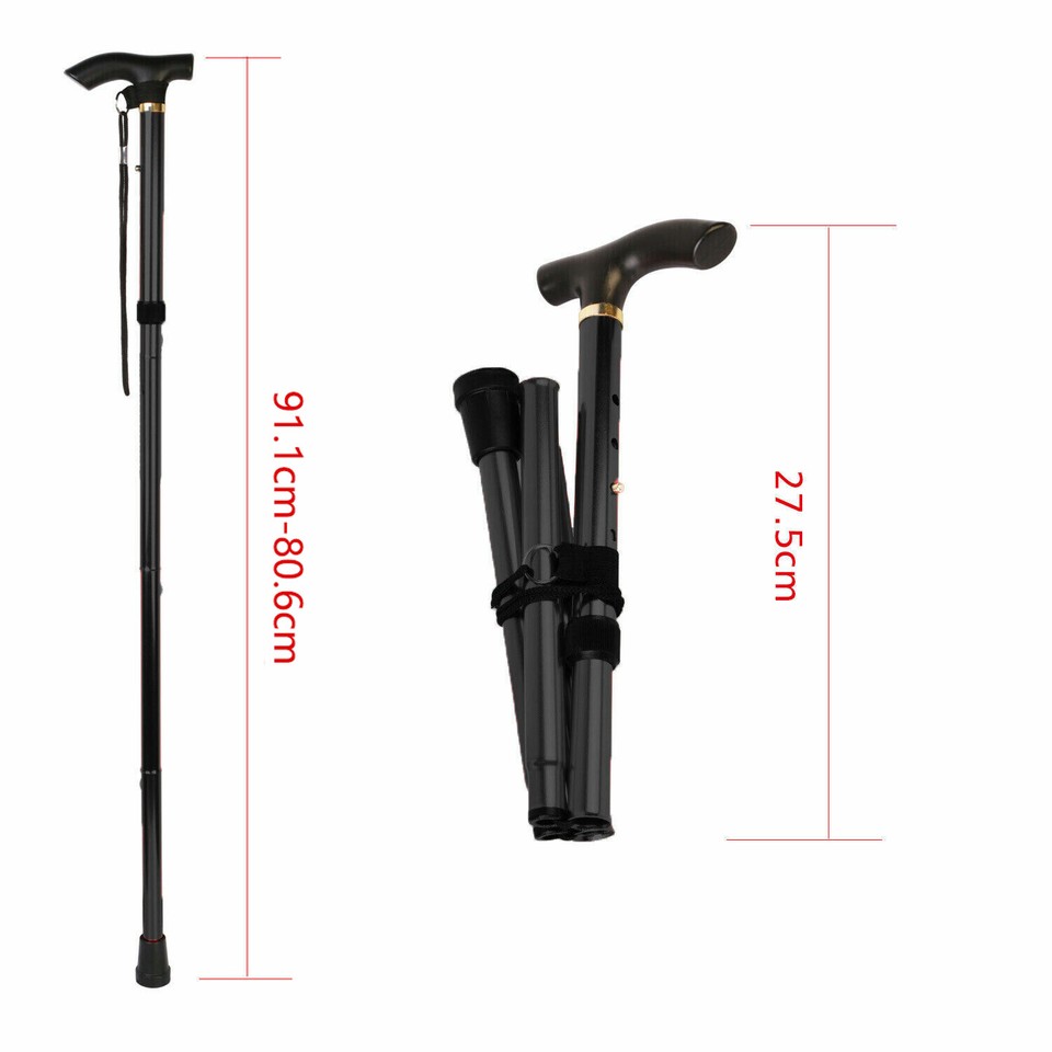 Aluminium Metal Walking Stick Travel Retractable Adjustable Compact ...