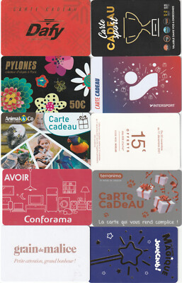 ## LOT n° 26 / 10 cartes cdx divers ## Carte cadeau GIFT CARD - (France ...