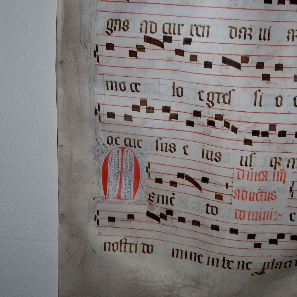 MEDIEVAL ILLUMINATED Manuscript Vellum 1440 AD Gregorian Chant Choral ...