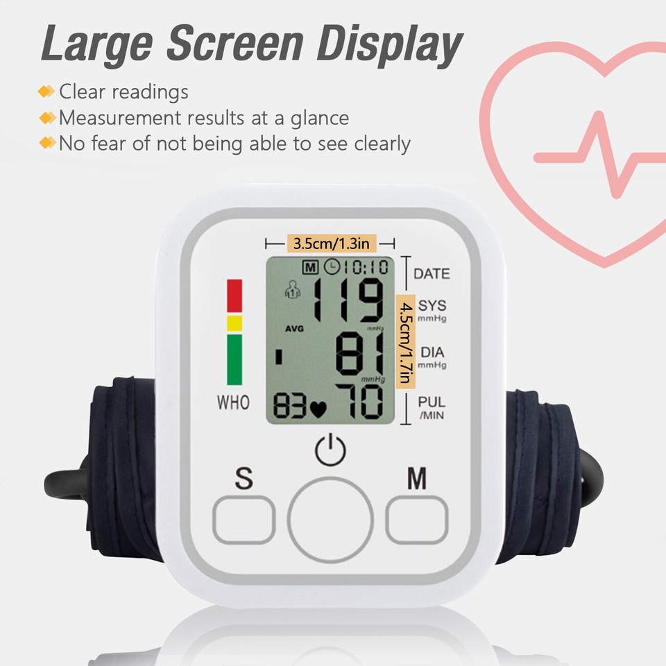 Automatic Upper Arm Blood Pressure Monitor Pulse Meter BP Machine Voice ...