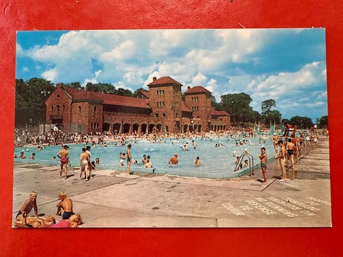 Vintage ST. HELENS ISLAND SWIMMING POOL UNUSED Postcard MONTREAL QUEBEC ...