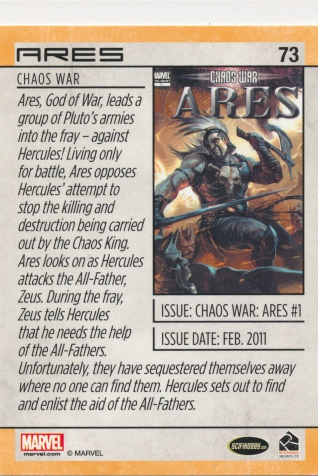 #73 ARES 2014 Rittenhouse Marvel Universe CHAOS WAR | eBay