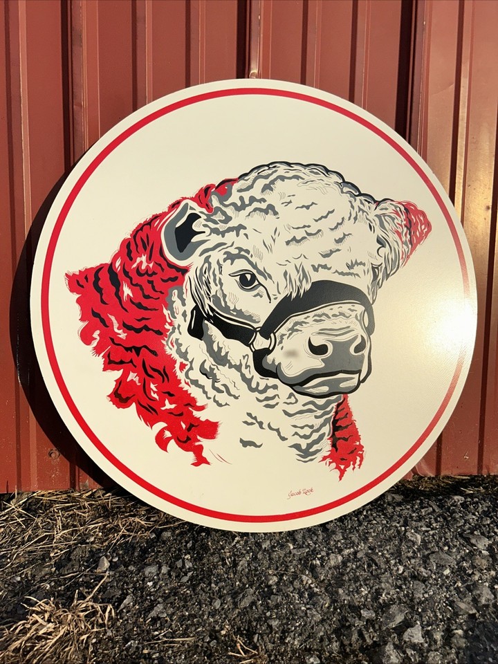 24” Hereford Cattle Hex Sign Jacob Zook Lancaster County PA Masonite ...