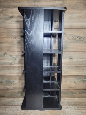 Case Logic Wood Rotating Spinning CD Holder Carousel Storage Rack Tower ...
