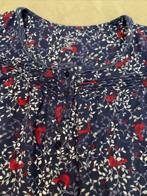 Dreams & Co Nightgown 2X Womens 100% Cotton Cardinals Birds Blue | eBay