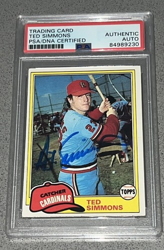 Ted Simmons signed 1981 Topps Auto PSA/DNA Cardinals Authentic ...