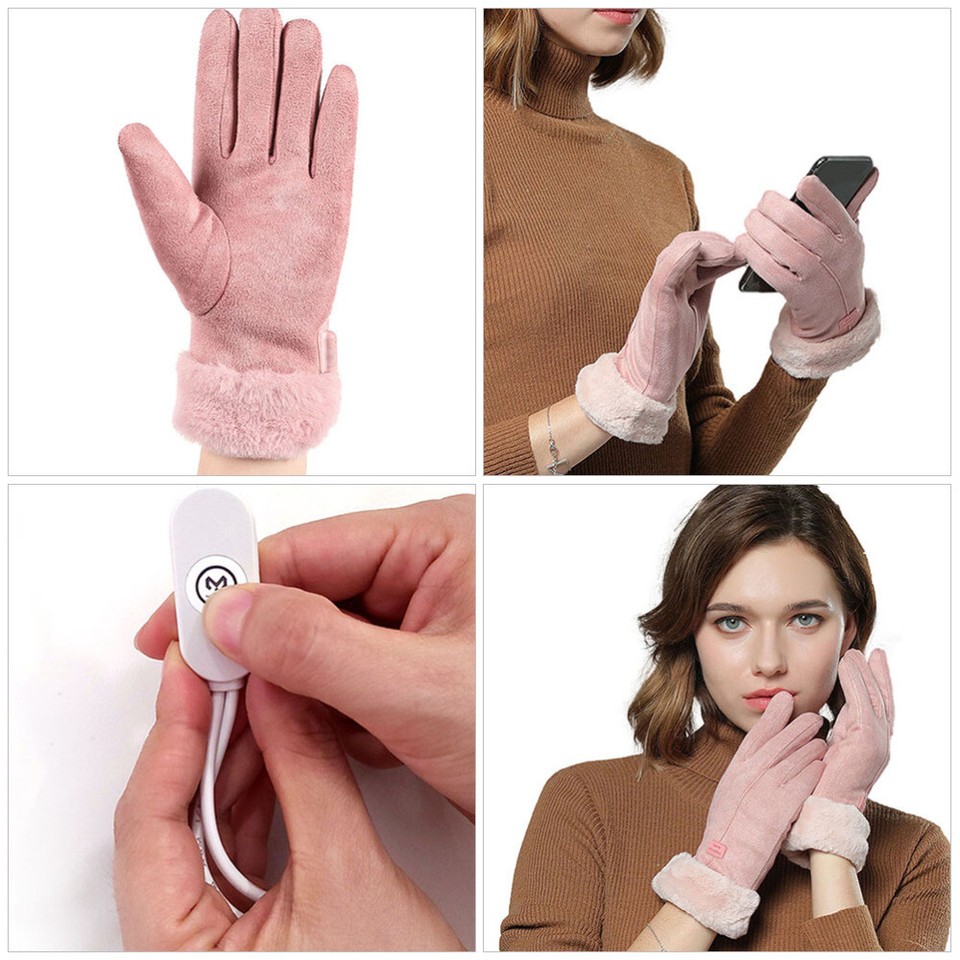 Battery Heated Gloves Hand Warmers Muff USB Waterproof Thermal Women's ...