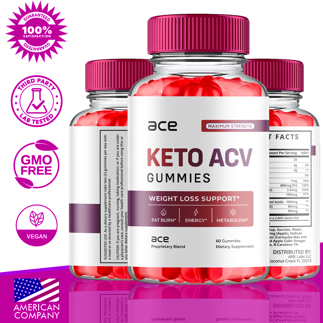 (3 Pack) Ace Keto ACV Gummies, Ace Keto Gummies Weight Loss (180 ...
