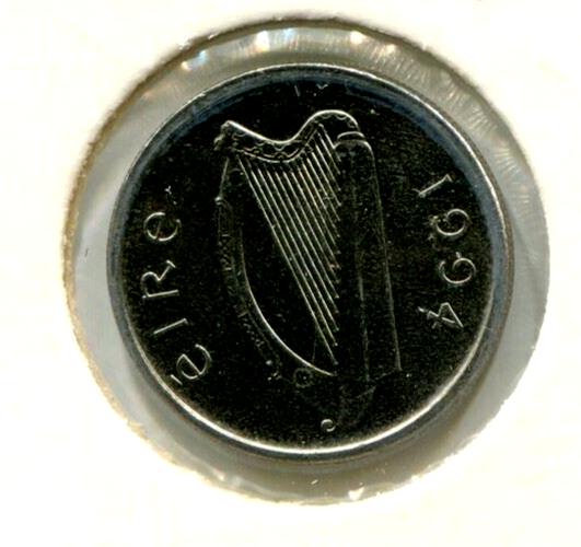 Ireland 5 PENCE KM-28 1994 x 1 Eire Pre Euro UNC Irish BULL & HARP ...