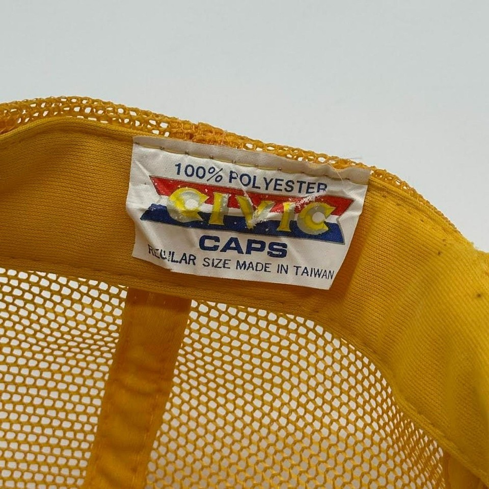 Vtg Super 8 Motel Trucker Hat with Pins Mesh Cap Yellow SnapBack Adj ...