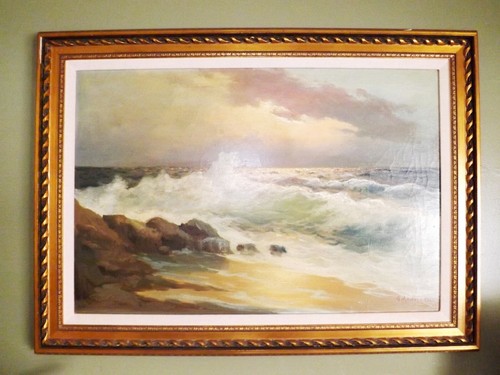 Seascape Italian M Rinaldi Impressionist Oil Painting Fine Art Vintage ...
