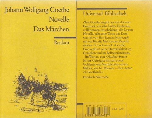 Reclam- 07621 JOHANN WOLFGANG GOETHE : NOVELLE - DAS MÄRCHEN a | eBay