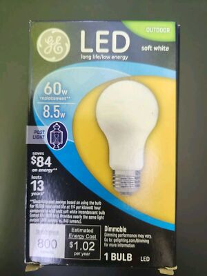 GE Lighting 93130472 LED Post Light Bulb Dimmable Outdoor 8.5 Watt Soft ...