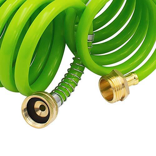 50 Ft Coil Garden Water Hose with Brass Connectors with Sprayer Head | eBay