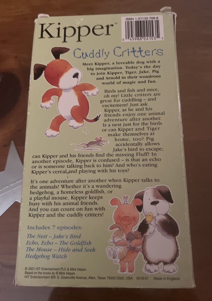 Kipper - Cuddly Critters (VHS, 2001) 60 Minutes USED 7 Episodes HIT ...
