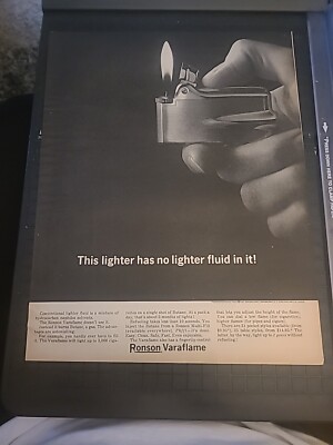 Ronson Varaflame Lighter Print Ad Advertisement 1961 Vintage 10x14 | eBay