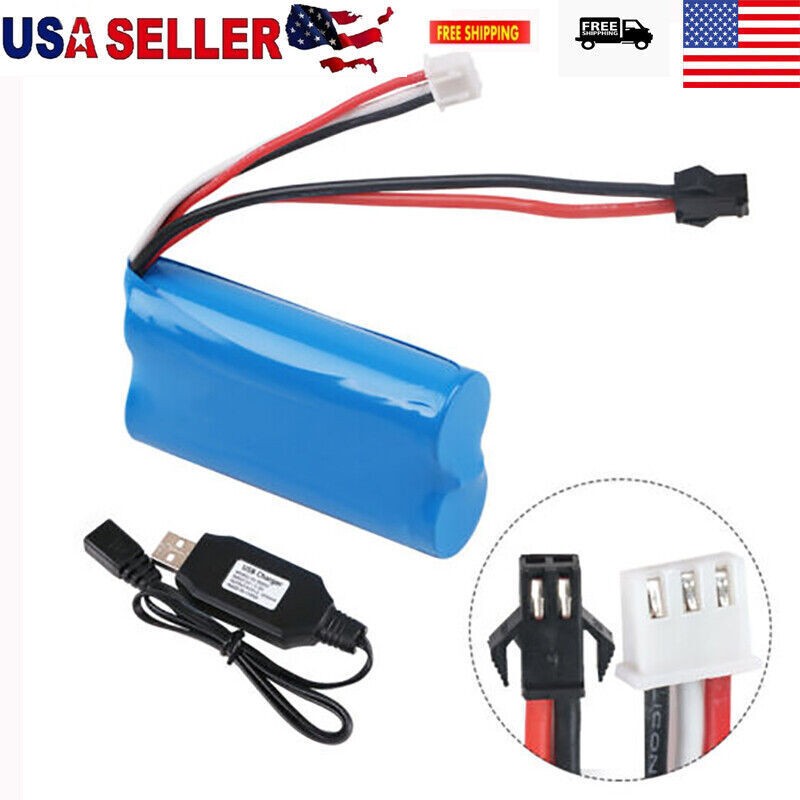 2Pcs 2S Li-ion Battery 1500mAh 7.4V Battery with SM 2P Connector USB ...