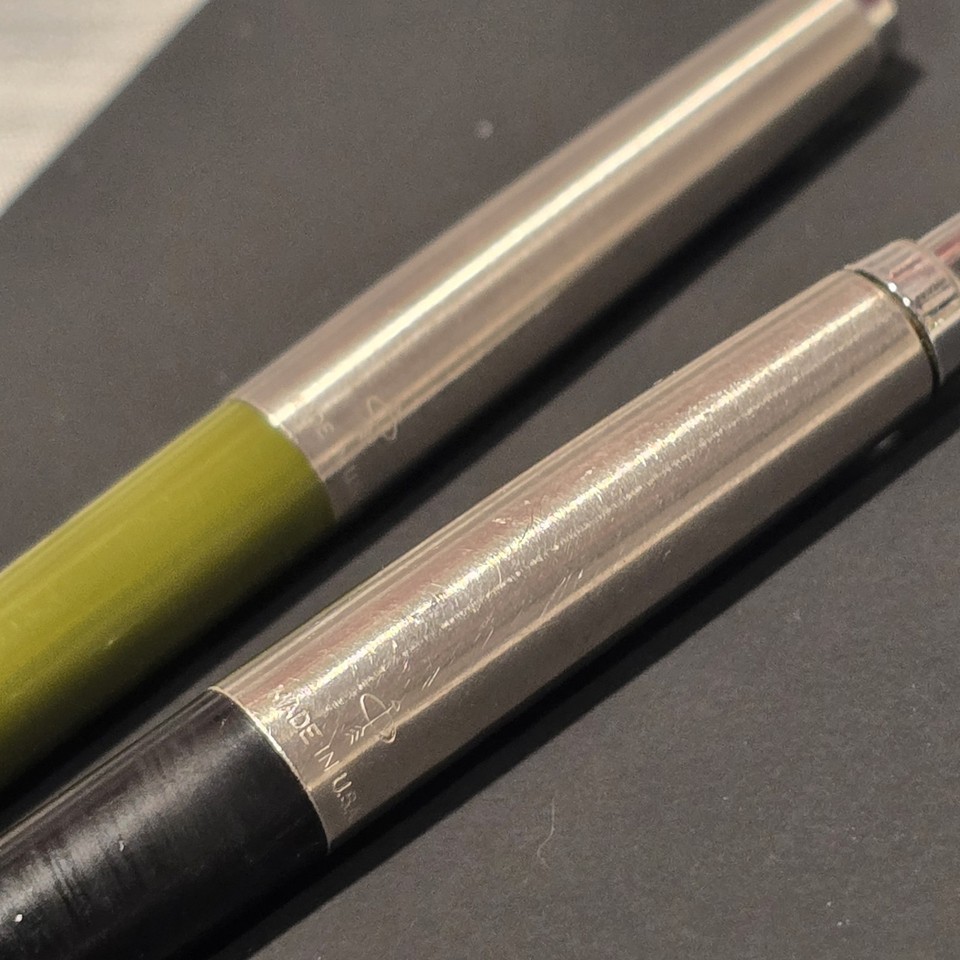 VTG Parker Jotter Black BallPoint Pen Olive Mechanical Pencil Brass ...