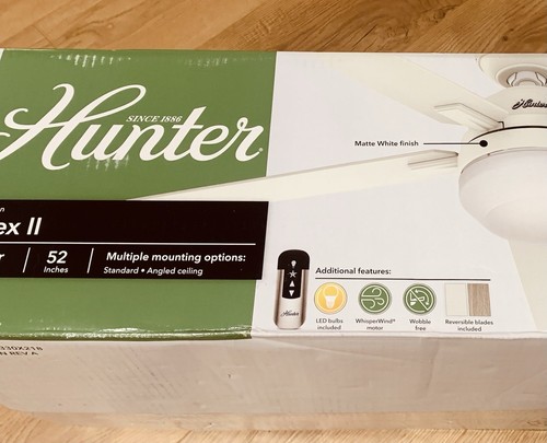 HUNTER APEX 2 LED 52" REVERSIBLE BLADE CEILING FAN 52594 WHITE . NEW IN ...