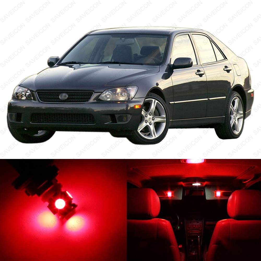 12 x Red LED Interior Lights Package For 2001 - 2005 Lexus IS300 + PRY ...