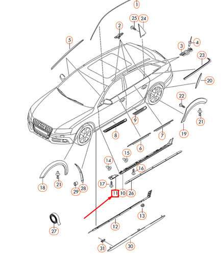 NEW AUDI A4 ALLROAD QUATTRO B8 FRONT LEFT ROCKER PANEL CAP 8K9853579V7W ...