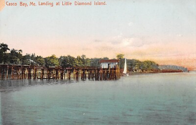 UPICK POSTCARD Casco Bay Maine Landing at Little Diamond Island c1910 ...