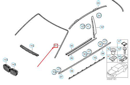 NEW BMW 3 COMPACT E46 EXTERIOR WINDSHIELD MOULDING TRIM 51318252386 OEM ...