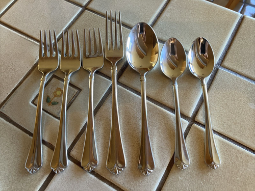 ONEIDA HEIRLOOM JUILLIARD 18/10 GLOSSY STAINLESS STEEL FLATWARE LOT OF ...