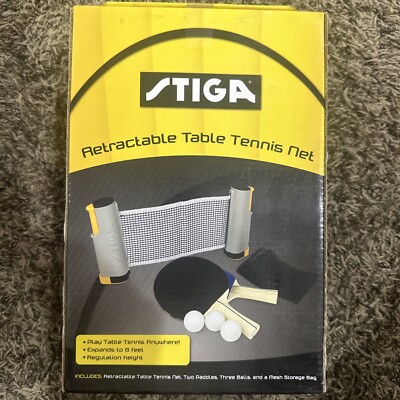 STIGA TABLE TENNIS PING PONG SET RETRACTABLE NET TWO PADDLES BALLS ...