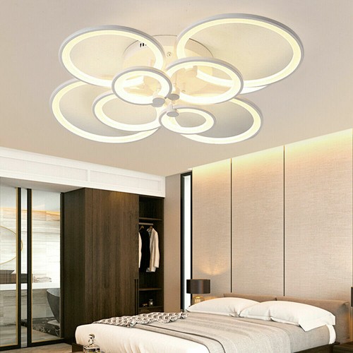 Modern 8 Rings LED Ceiling Light Flush Mount Chandelier Lighting ...