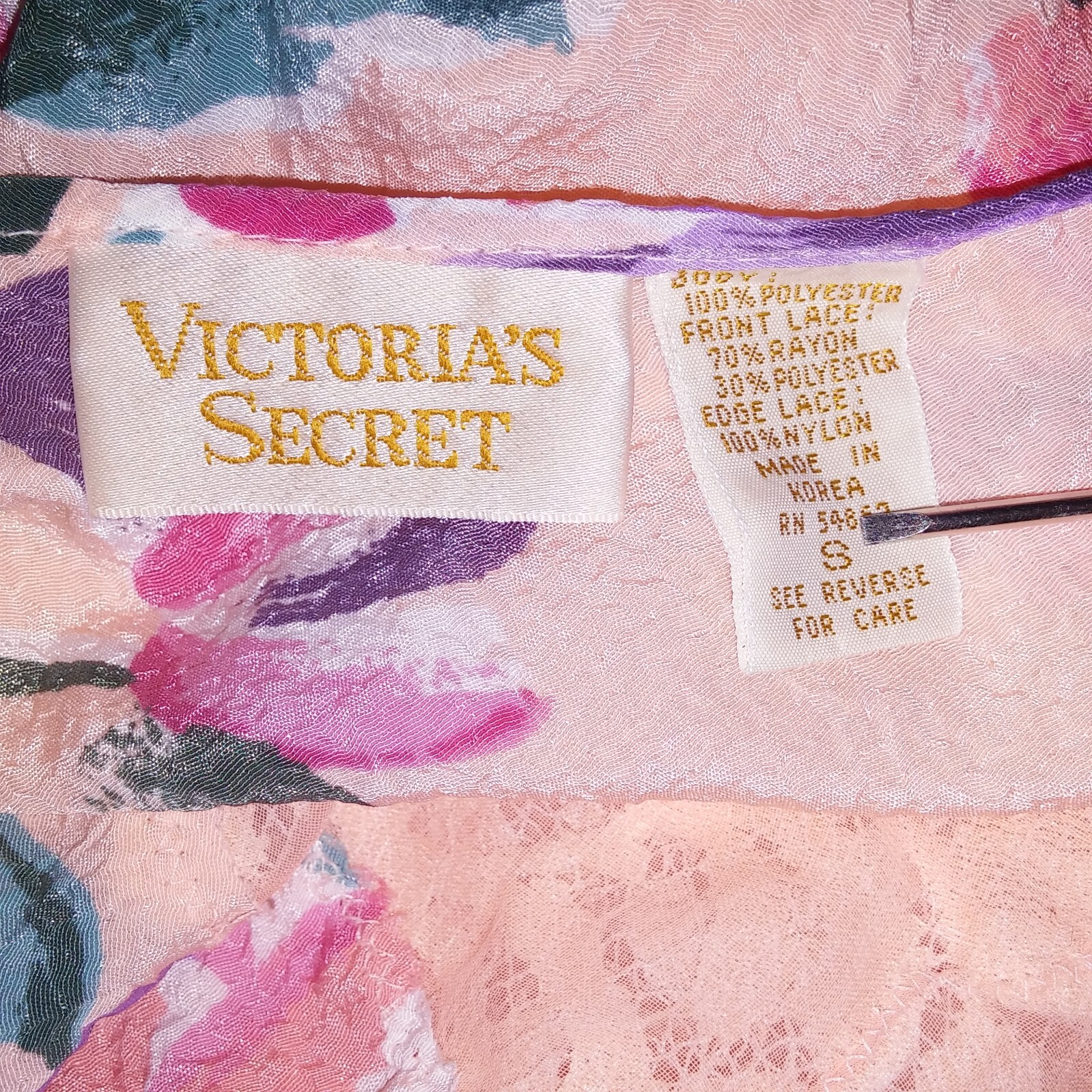 Vintage Victoria Secret Lingerie Small Peach Purple F… - Gem