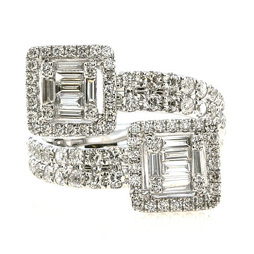 Natural 1.48ct Diamond Engagement Ring Invisible Set 18K White Gold G ...