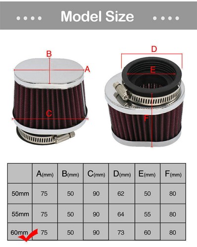 Pair 58MM-62MM Inlet Motorcycle Air Filter Motocross Scooter Air Intake ...