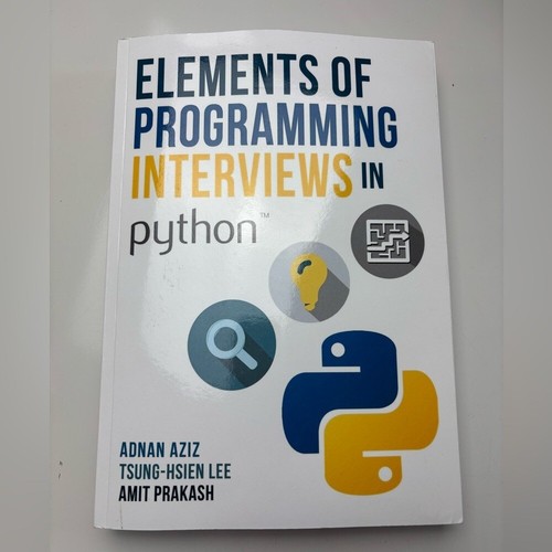 Elements Programing interviews in python paperback book | eBay